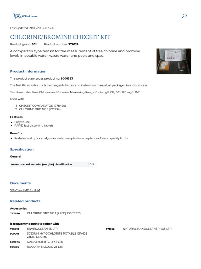 Chlorine - Bromine Checkit Kit | PDF