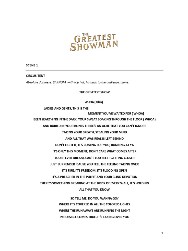 The Gratest Showman Script | PDF | P. T. Barnum