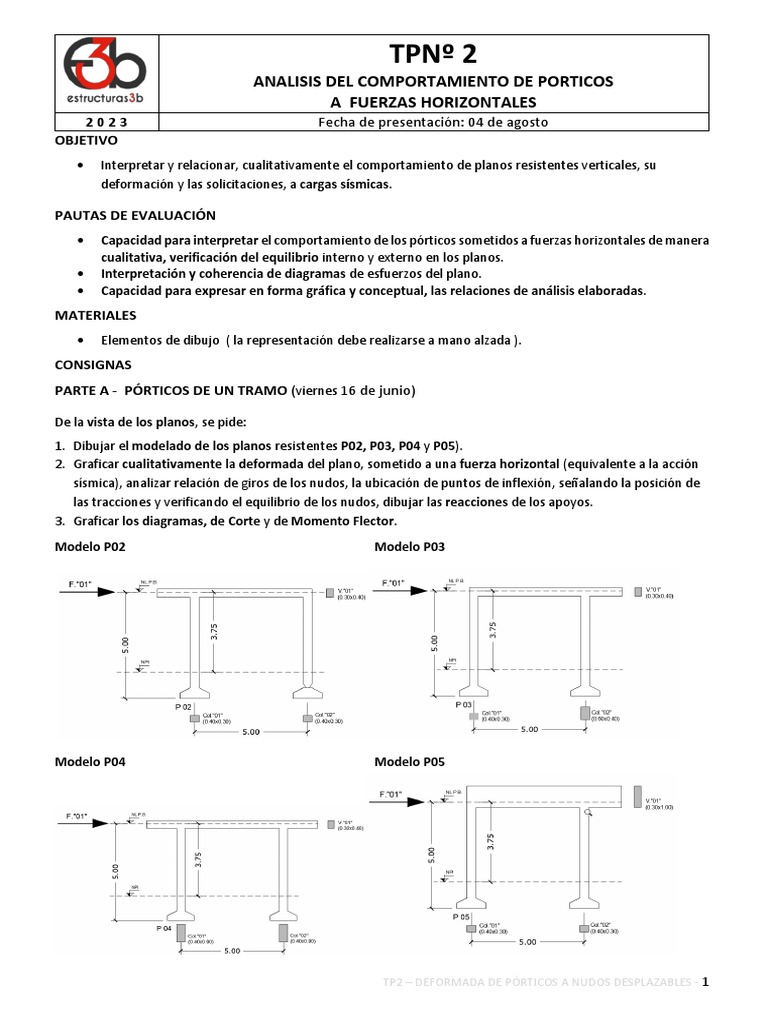 TP 2 - Deformada de Porticos - 2023 | PDF | Viga (Estructura) | Ingeniero civil