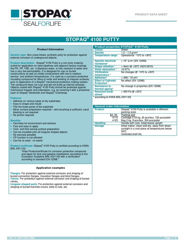 PDS-Stopaq-4100-Putty-V5-EN | PDF | Corrosion | Coating
