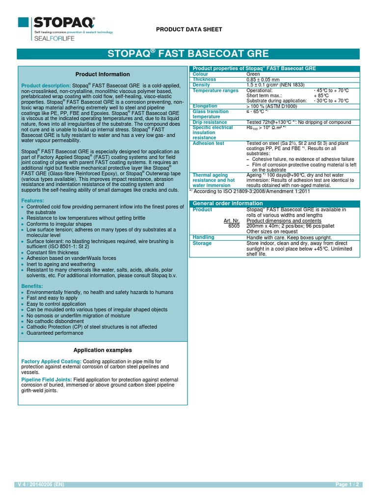 Pds Stopaq Fast Basecoat GRE v4 en | PDF | Corrosion | Coating