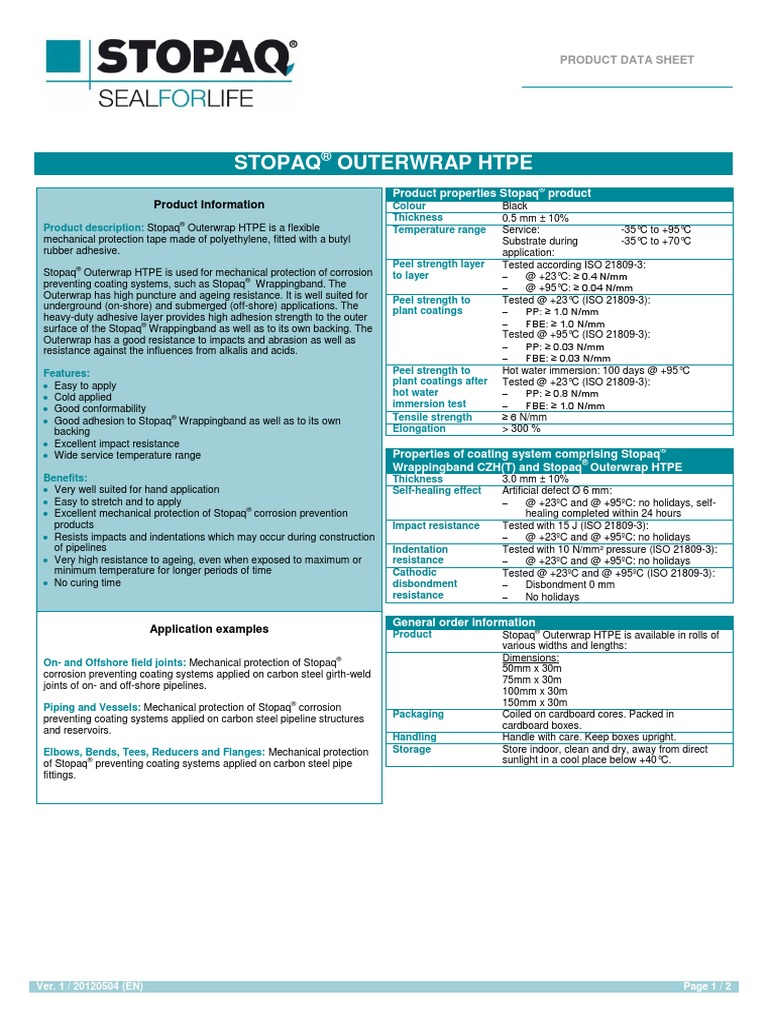 PDS Stopaq Outerwrap HTPE V1EN | Download Free PDF | Corrosion | Humidity