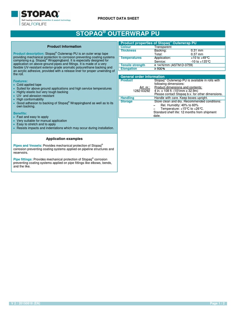 PDS Stopaq Outerwrap PU V2 en | Download Free PDF | Pipe (Fluid ...