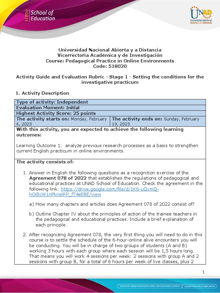 Activity Guide and Evaluation Rubric - Unit 1 - Stage 1 - Setting The ...