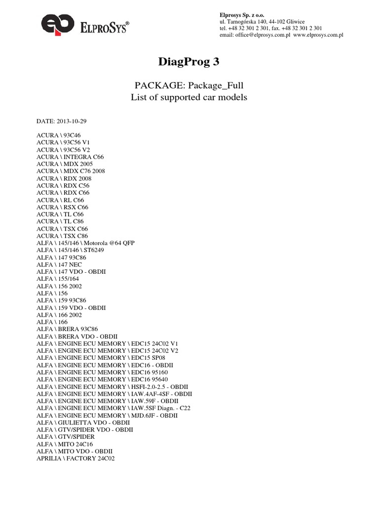 Diagprog4 Support List | Download Free PDF | Industries | Chevrolet