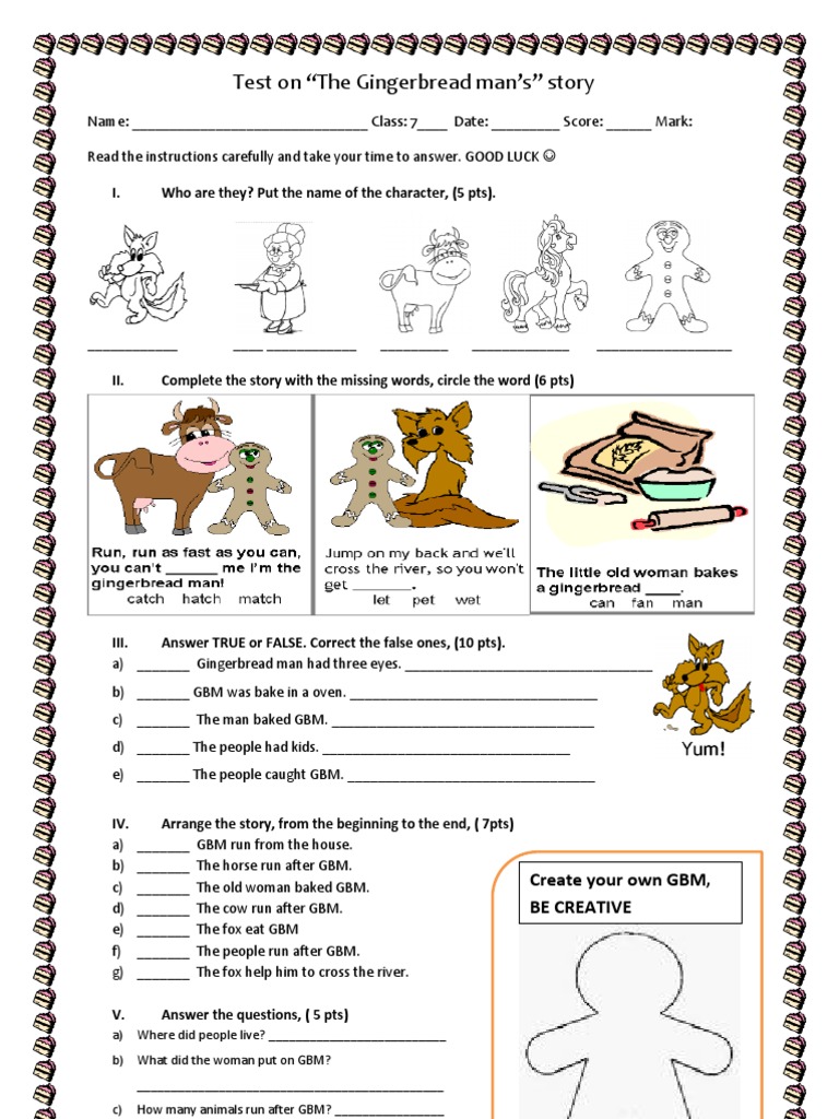 Gingerbread Man Test | PDF | Career & Growth | Language Arts & Discipline