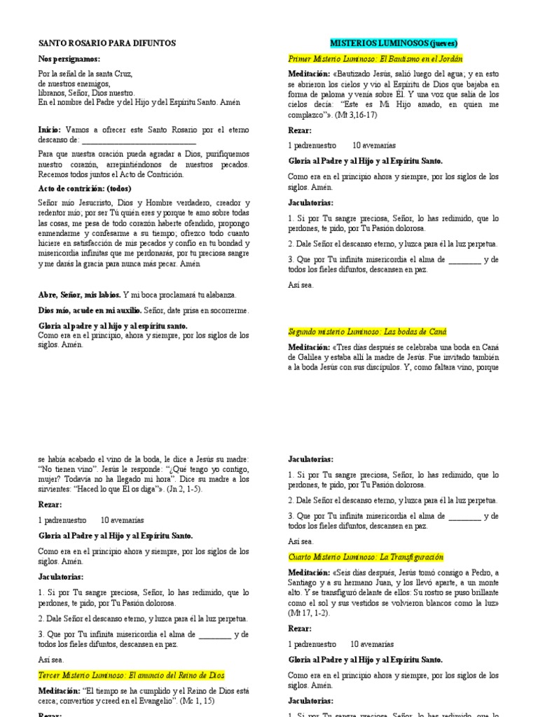 Santo Rosario para Difuntos | PDF | María, madre de Jesús | Oración