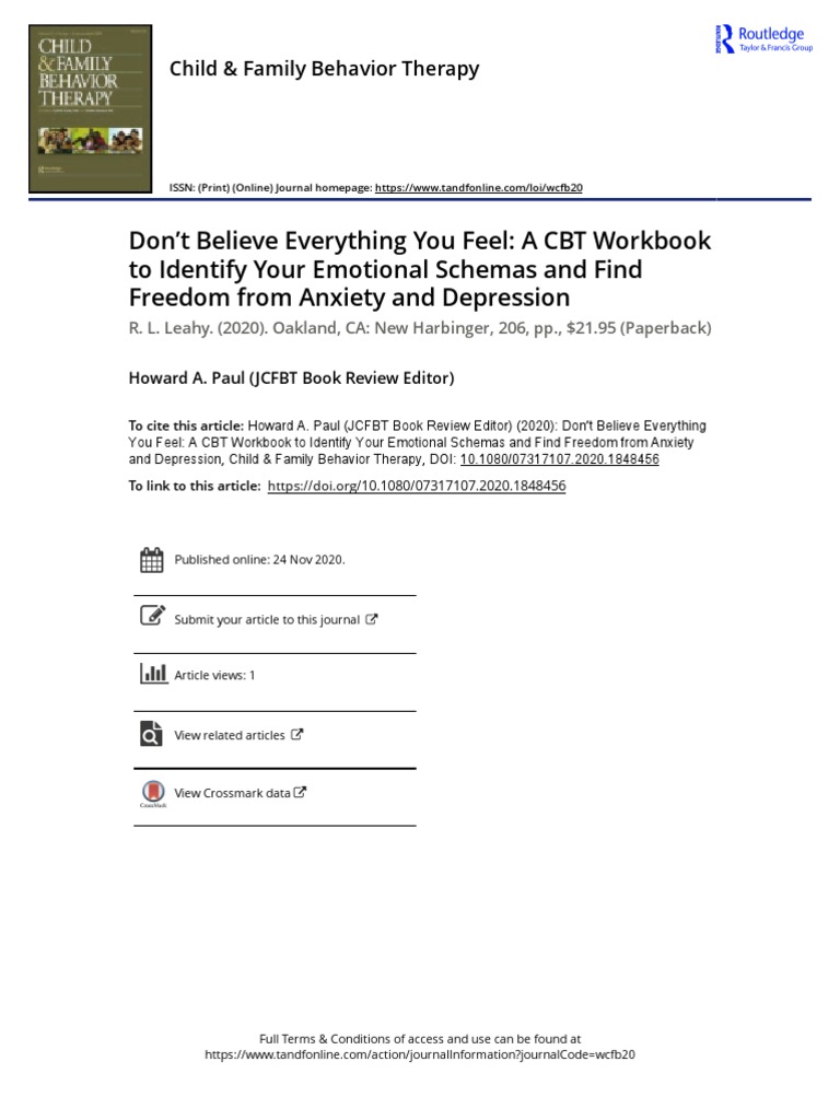 CBT Workbook Review: Emotional Schemas | PDF | Feeling | Cognitive ...