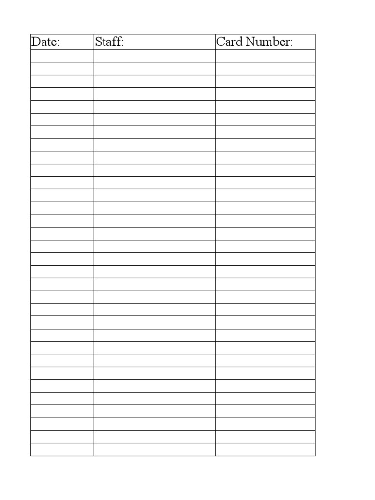 Temp Card Sheet | PDF