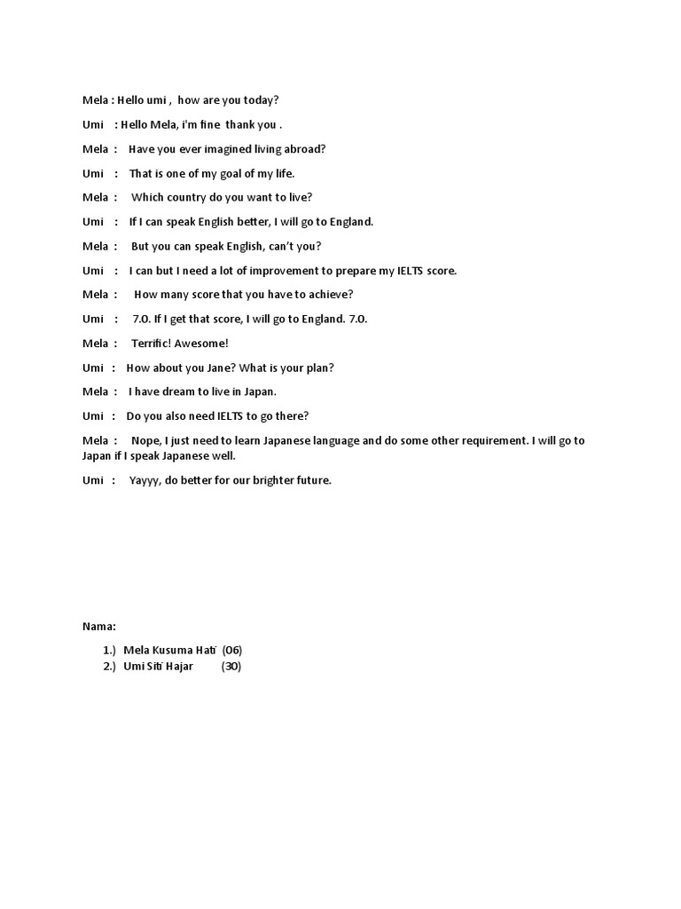 Dialog B. Inggris | PDF | Human Communication | Grammar