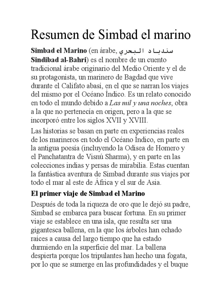 Resumen de Simbad El Marino | PDF