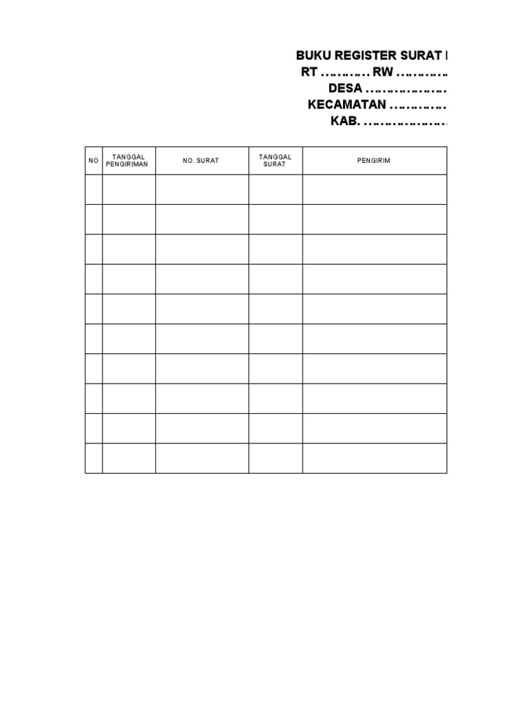 Buku Register Surat Masuk | PDF