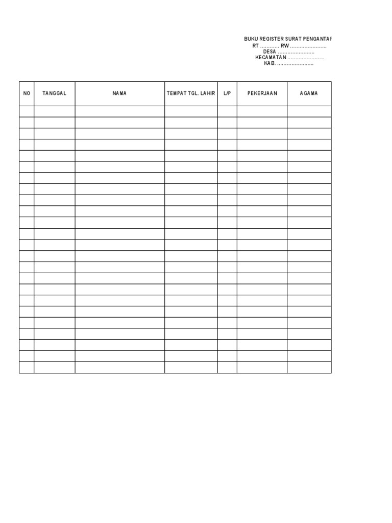 Buku Register Surat Pengantar Pdf