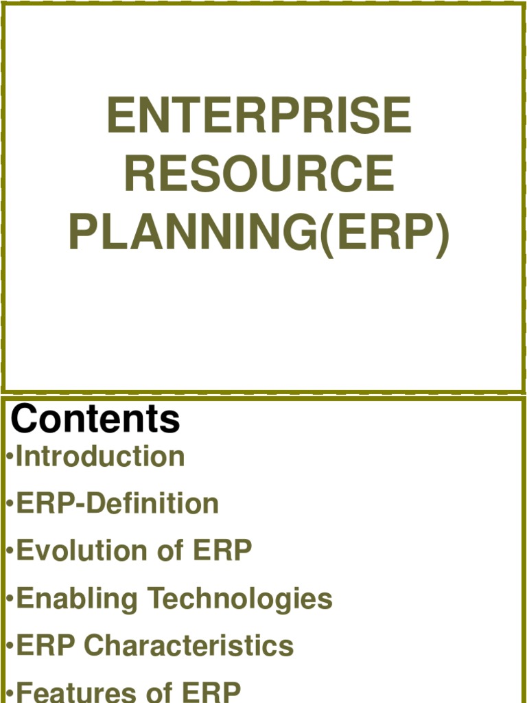 Enterprise Resource Planning (Erp) | PDF | Enterprise Resource Planning ...
