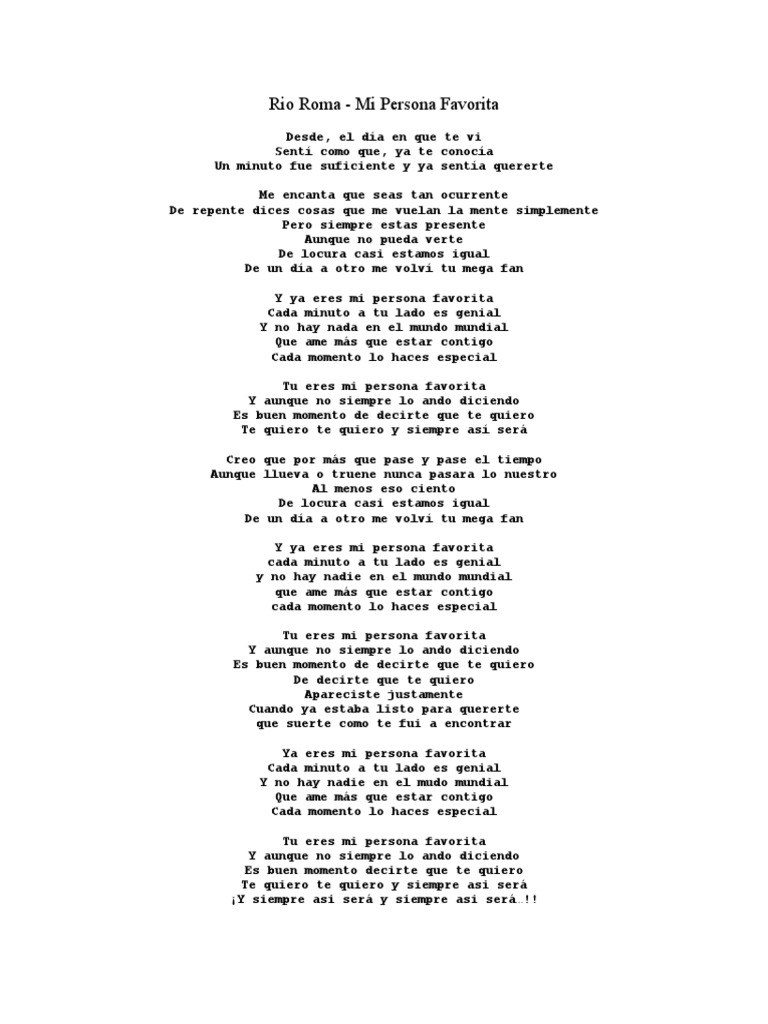 Rio Roma Mi Persona Favorita | PDF