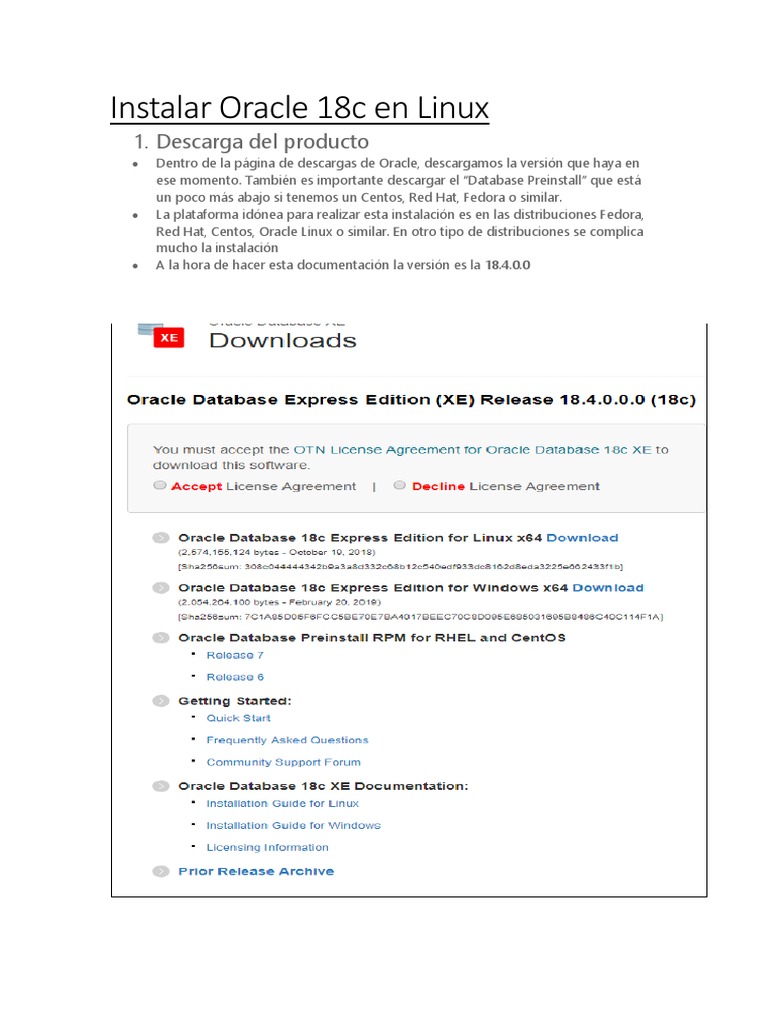 Instalar Oracle 18c en Linux | PDF | Distribución de Linux | sombrero rojo