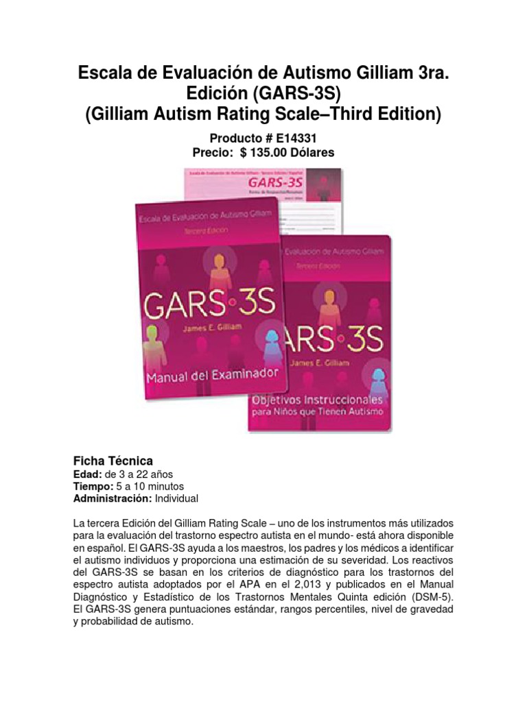 GARS-3S Ficha Técnica y Descripción | PDF | Espectro autista | Validez (Estadísticas)