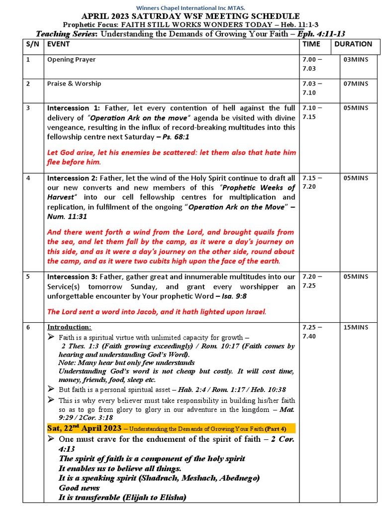 WSF Outline Today | PDF | Faith | Miracle