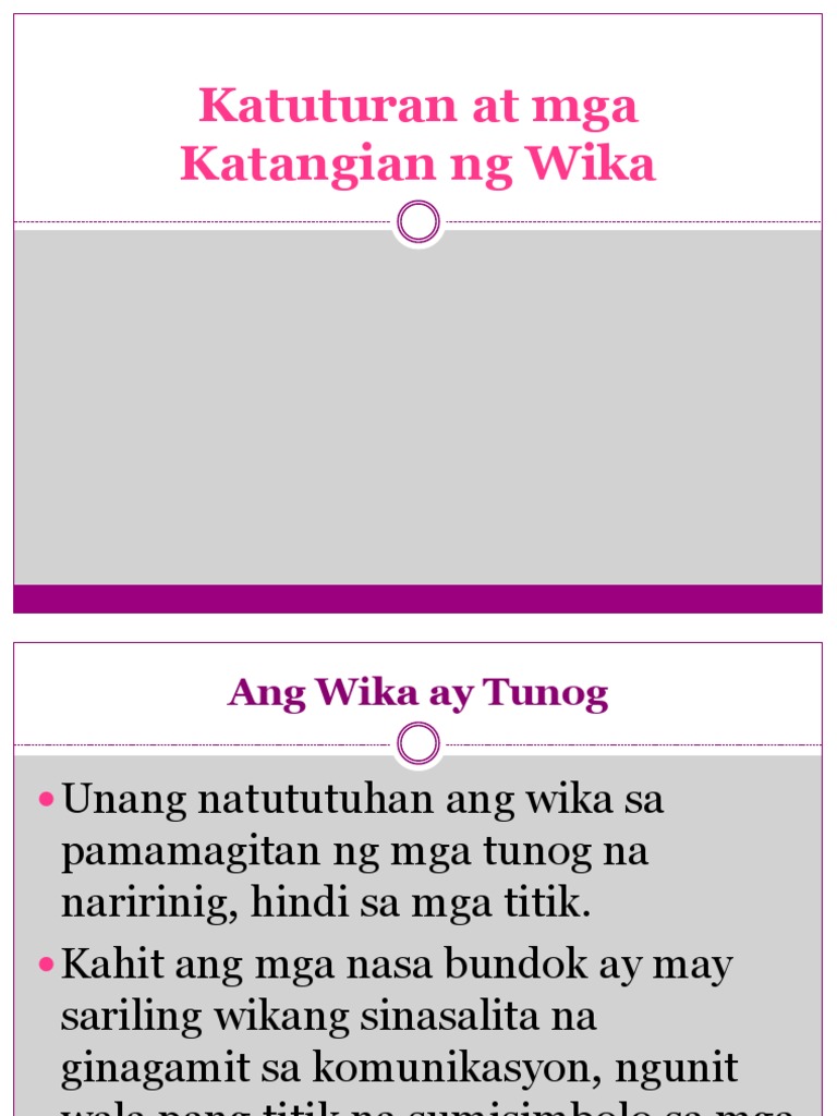 Katuturan at Mga Katangian NG Wika | PDF