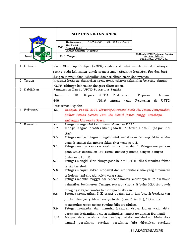 Sop Pengisian KSPR | PDF