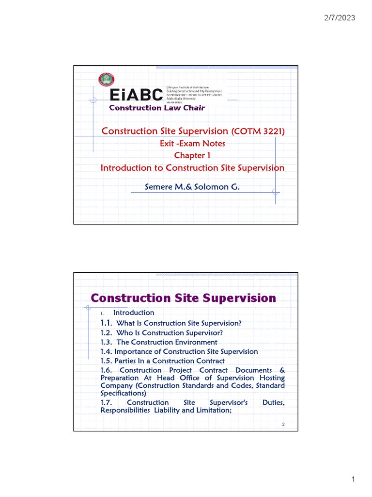 Construction Site Supervision | PDF | Specification (Technical Standard ...