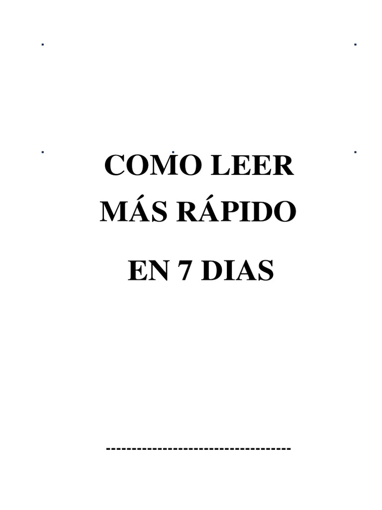 Como Leer Mas Rapido-En-7-Dias | PDF | Lectura veloz
