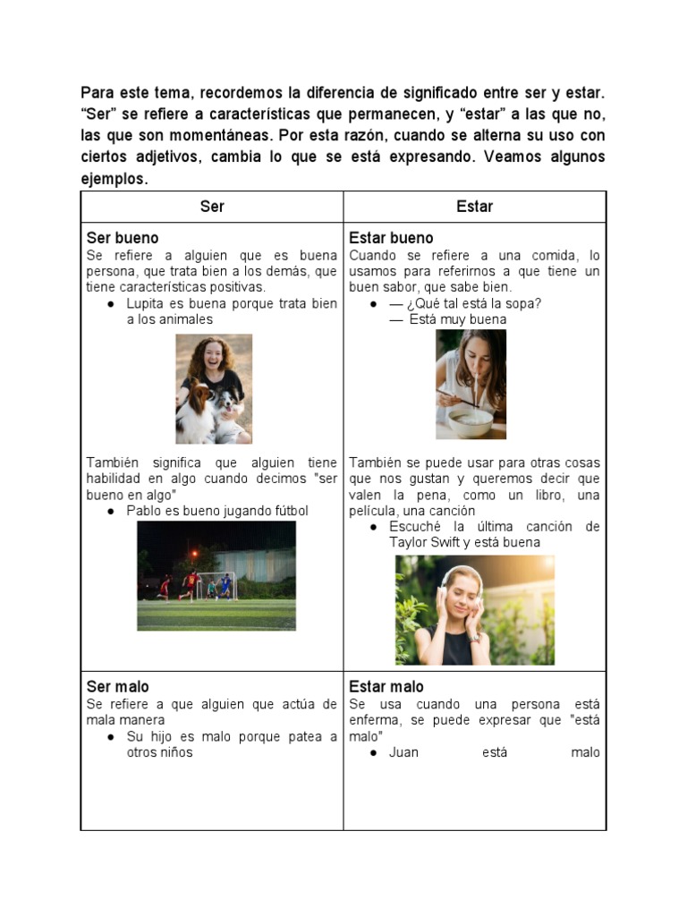 Ser y Estar - Adjetivos | PDF