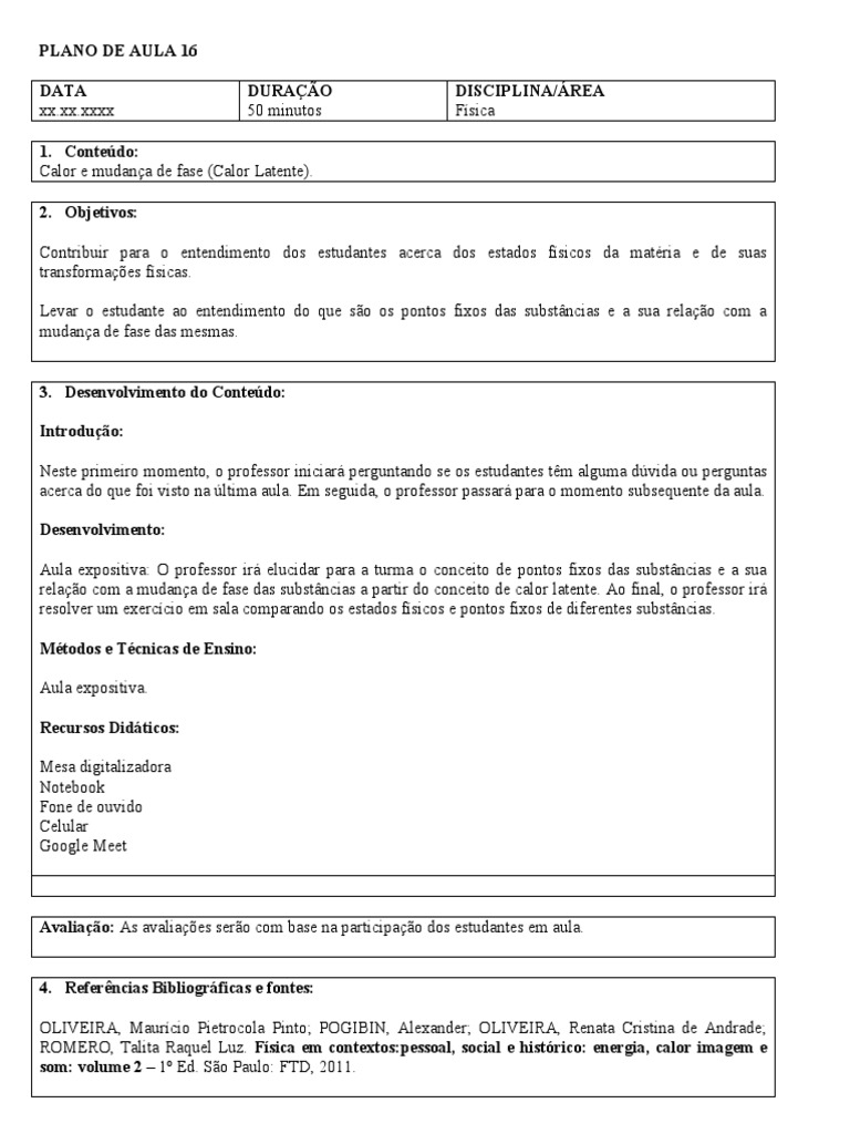 Plano de Aula (Aula 16) - Ensino Remoto | PDF