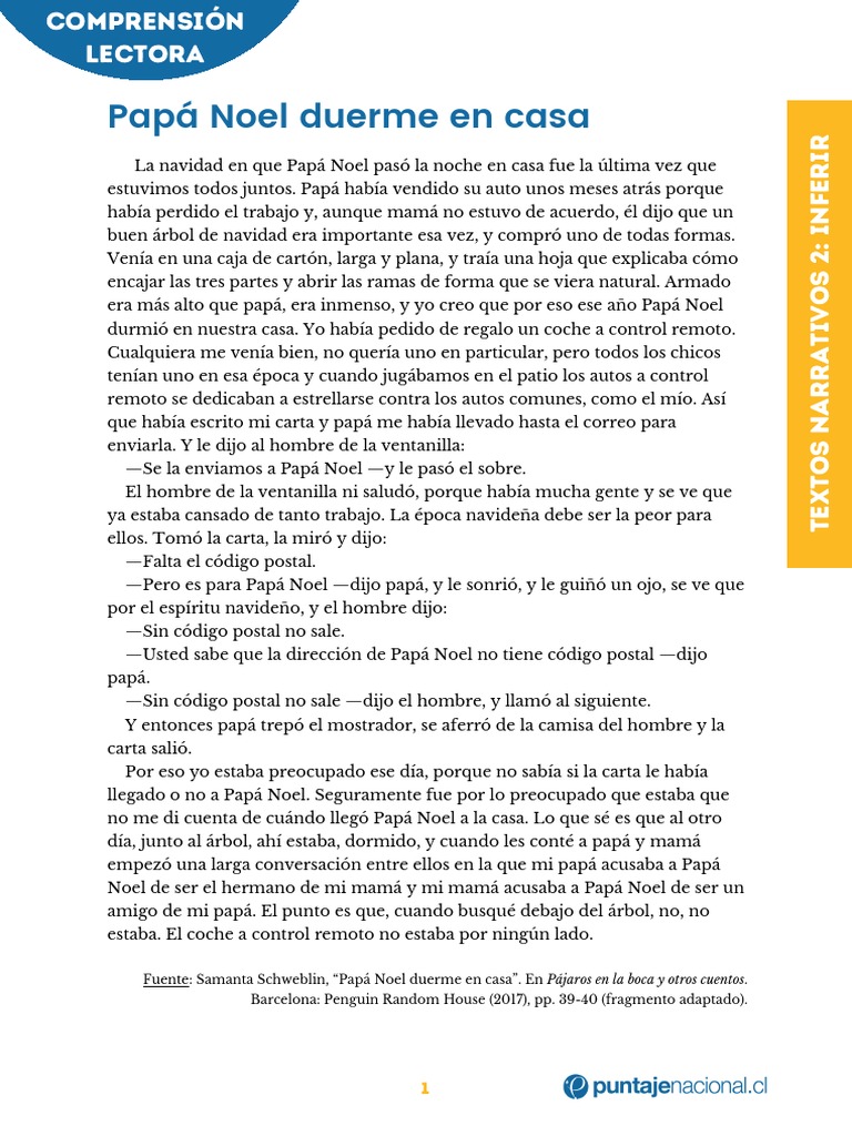Papá Noel Duerme en Casa - Comprensión Lectora - Inferir | PDF | Papá ...