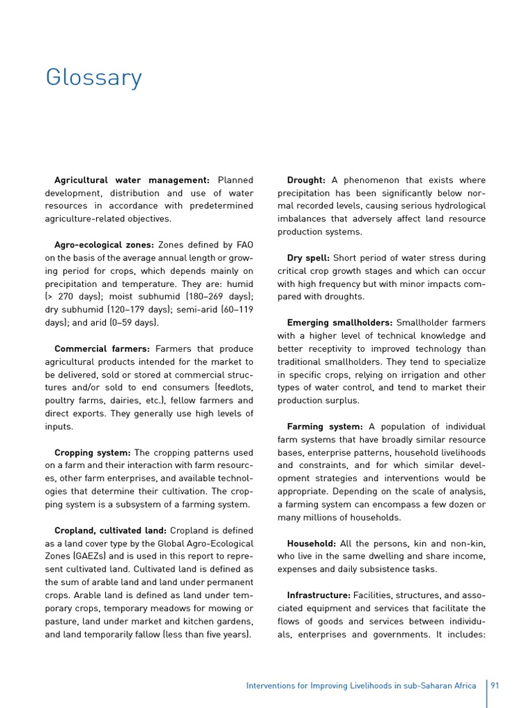 CAP FAO Glossary Definitions | PDF | Agriculture | Farms