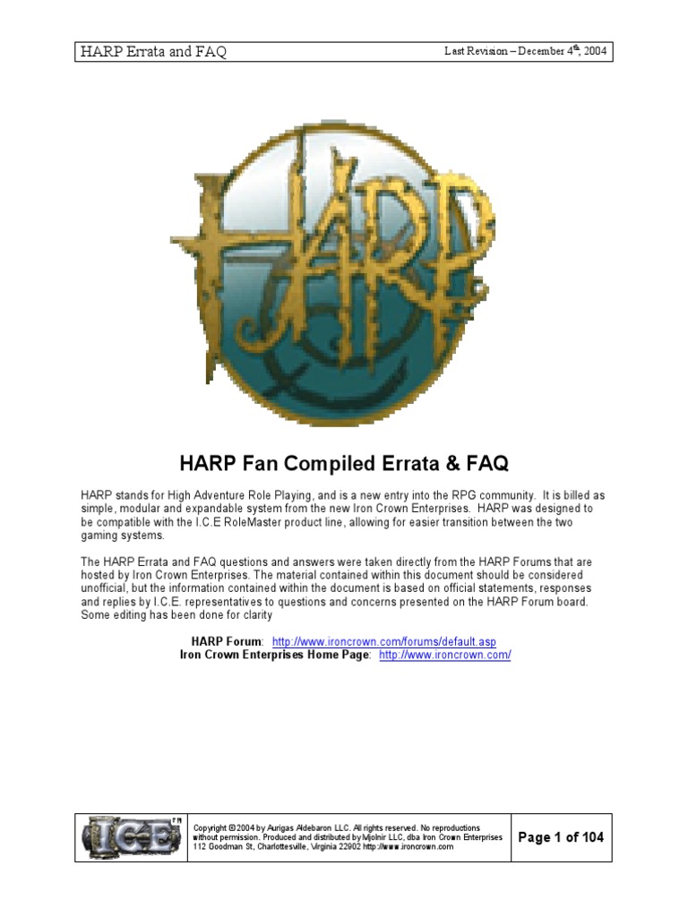 Harp Errata & Faq (Fan) | PDF