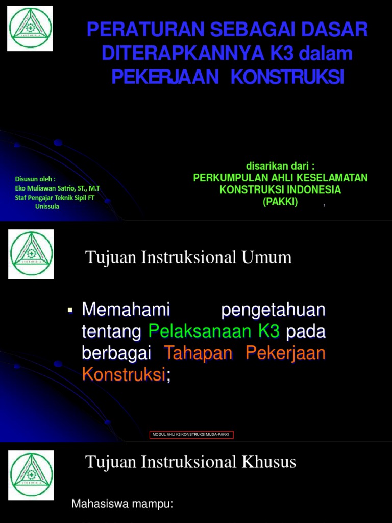 1. Pengenalan dan Aturan K3 KONSTRUKSI di Indonesia (TA 2022-2023) | PDF