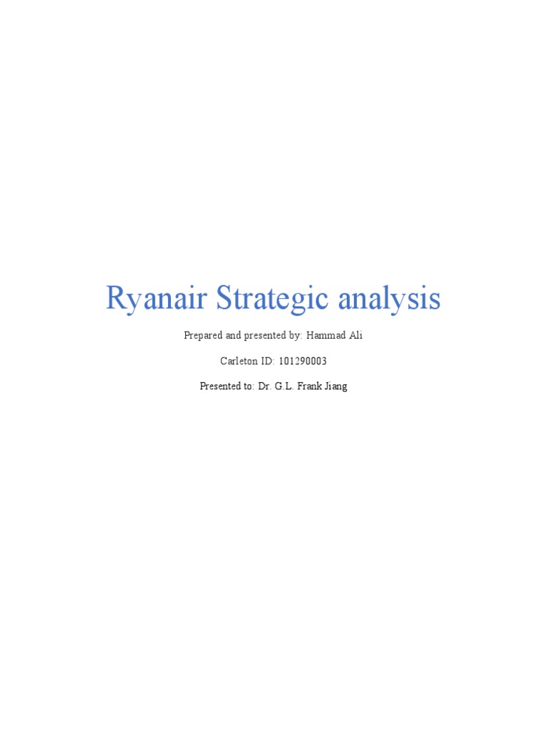 Ryanair Strategic Analysis | PDF | Low Cost Carrier | Airlines
