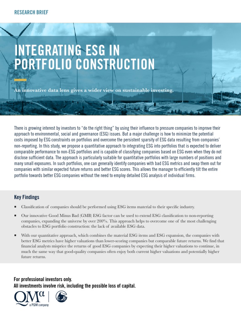 [Artigo] Integrating ESG in Portfolio Construction | PDF | Investing | Valuation (Finance)