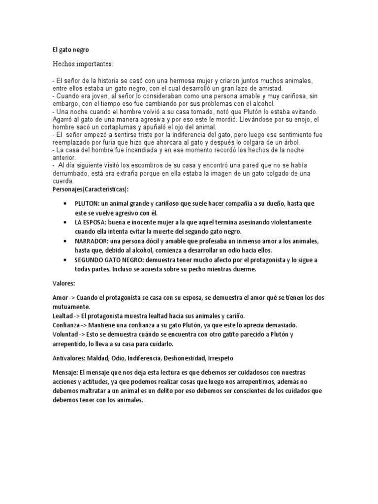 El Gato Negro | PDF | Gatos | Amor
