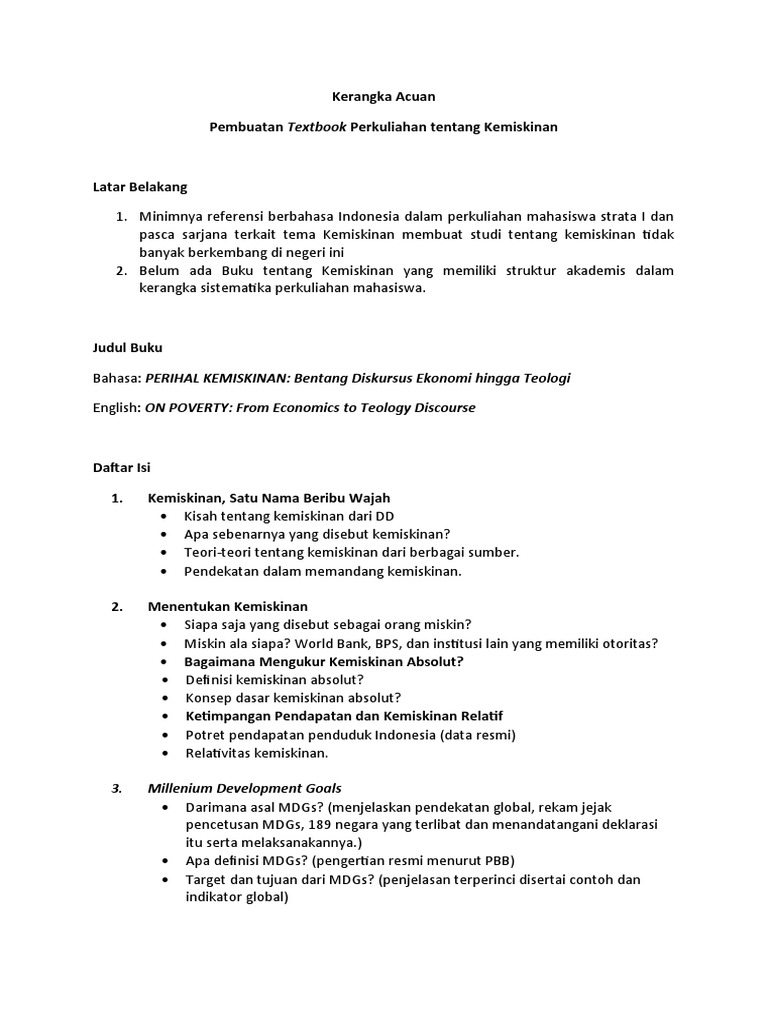 Tor Buku Kemiskinan | PDF