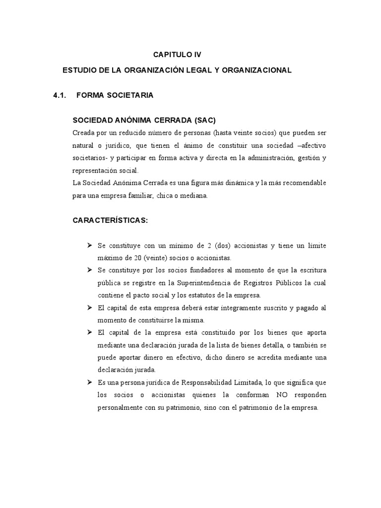 Estudio de la Sociedad Anónima Cerrada | PDF | Pequeñas y medianas ...