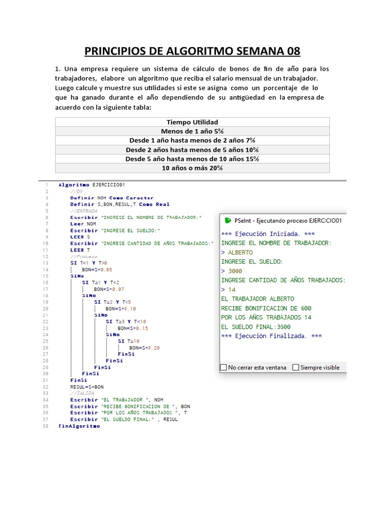 Principios de Algoritmo Semana 08 | PDF