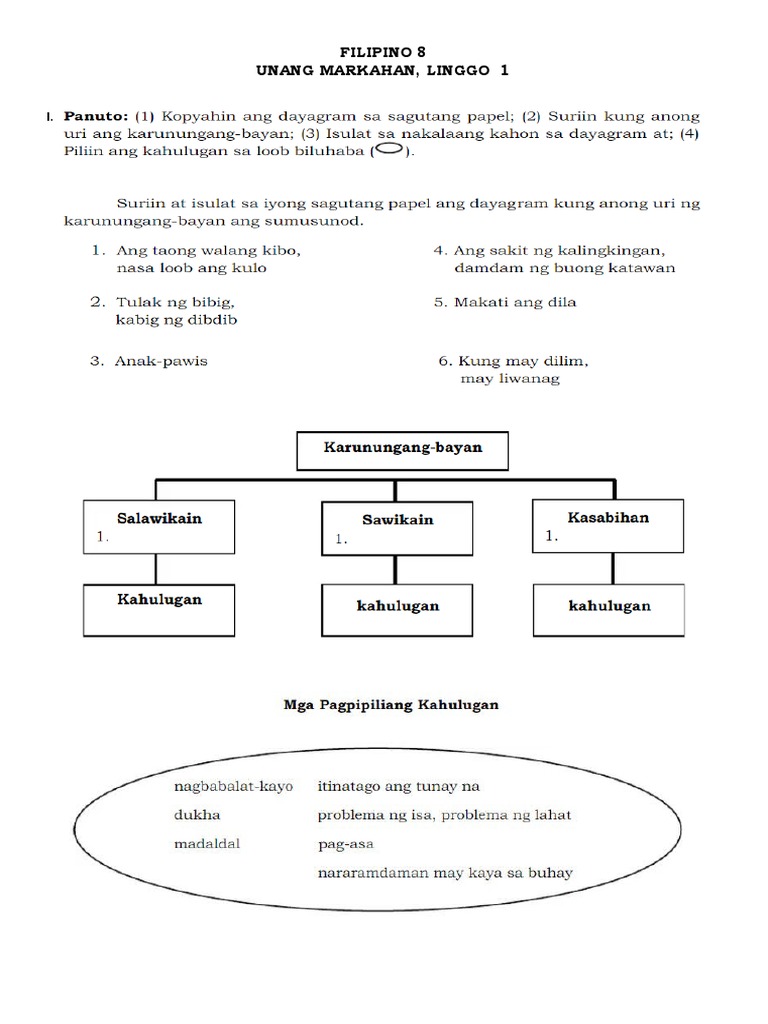 Filipino 8 - Q1 W1 | PDF