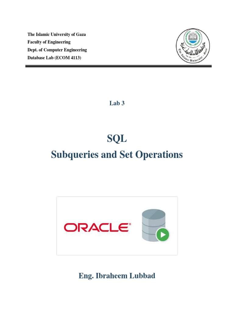 Lab - 3 - Subqueries and Set Operations | PDF | Information Retrieval | Data Management