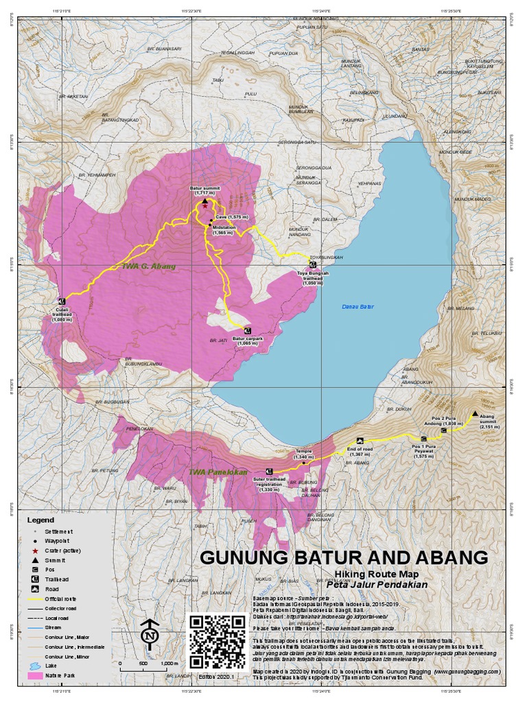 Peta Jalur Pendakian Gunung Batur dan Abang | PDF