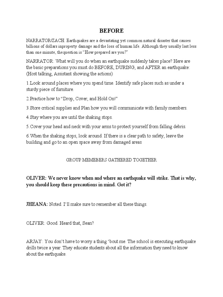 EARTHQUAKE Roleplay (SCRIPT) | Download Free PDF | Earthquakes
