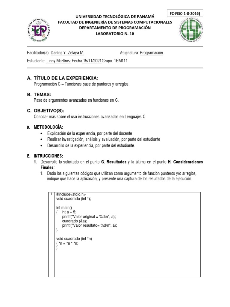 Programación C: Punteros y Arreglos | PDF | Puntero (Programación de computadora) | Ciencias de ...