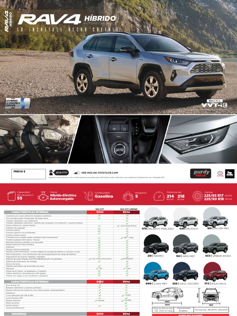 Ficha TÃ©cnica - Ficha Tã©cnica Toyota Rav4 HÃ Brido | PDF | Vehículo de motor | Transporte privado