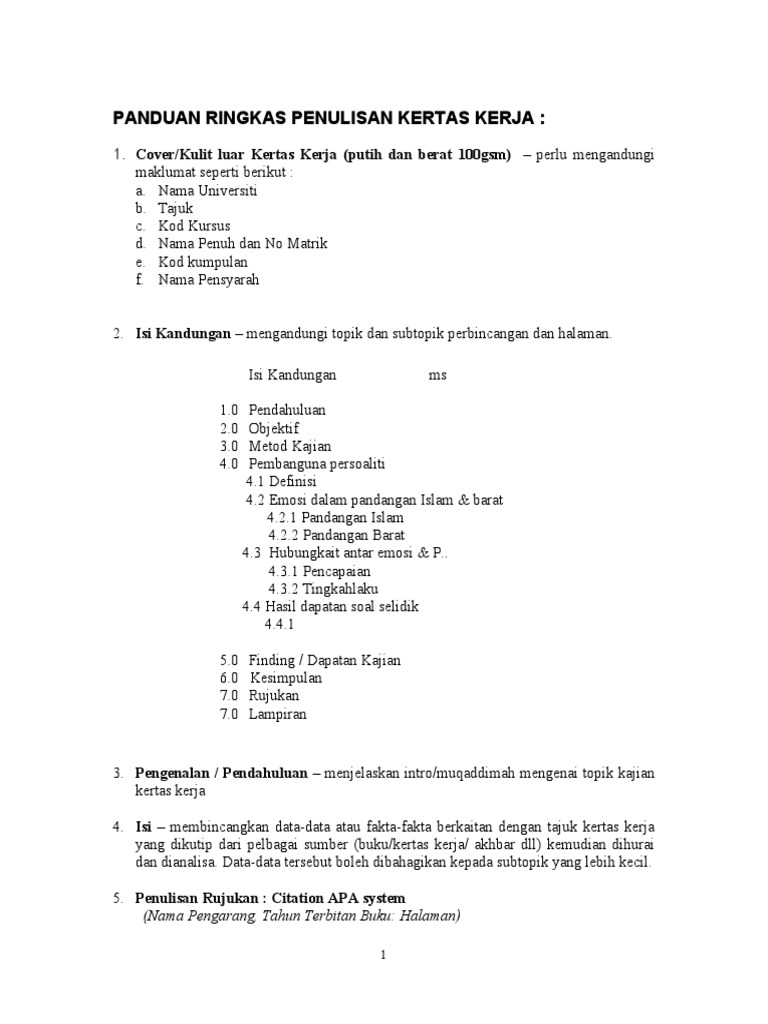 Format Penulisan Kertas Kerja CTU552 | PDF | Karier & Perkembangan