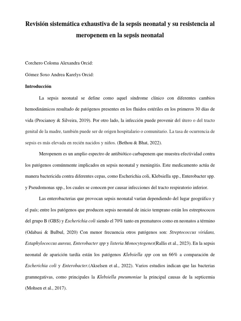 Sepsis Neonatal | PDF | Las bacterias | Inmunología