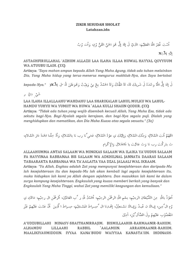 Doa dan Zikir Setelah Sholat Fardhu | PDF