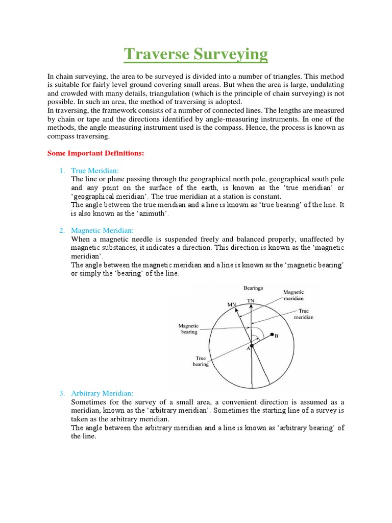Traverse Surveying Full Pdf Compass Surveying