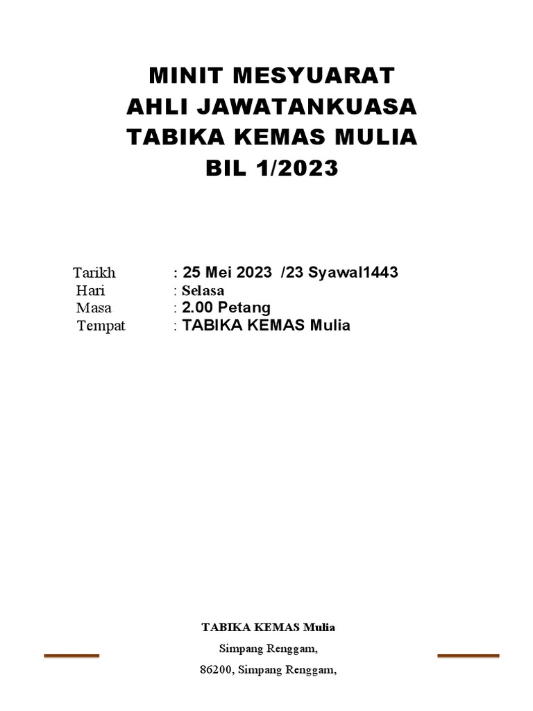 Minit Mesy Ajk TBK TSK 18.1.2023 | PDF