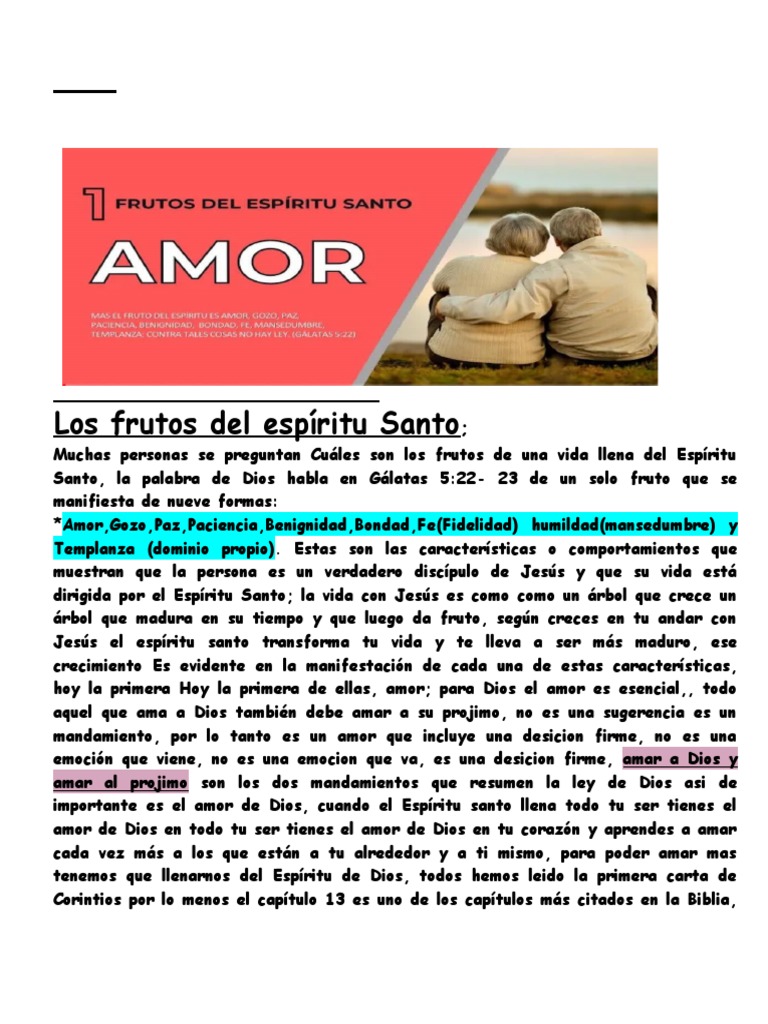 Los frutos del espíritu Santo el amor | PDF | Amor | Fruto Del Espiritu ...